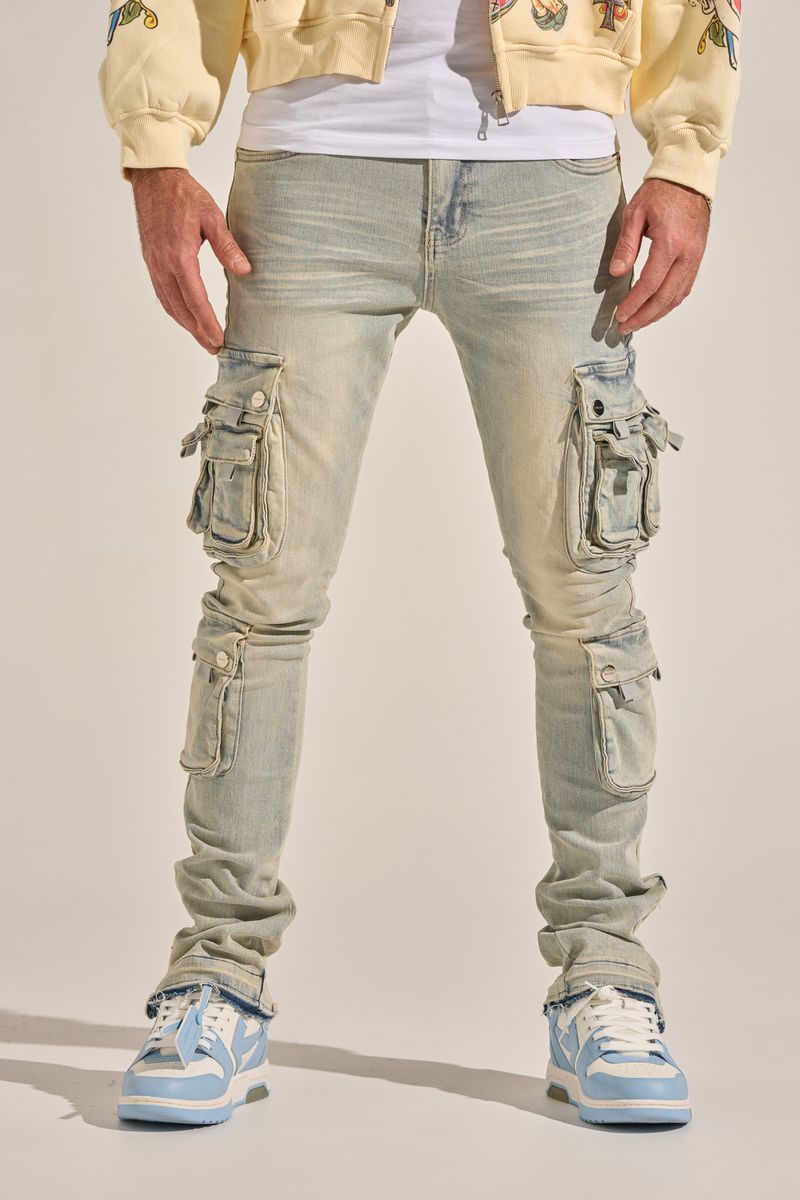 "EMPOWERED ESSENCE" STACK CARGO DENIM (LIGHT BLUE) – P H E E L I N G S