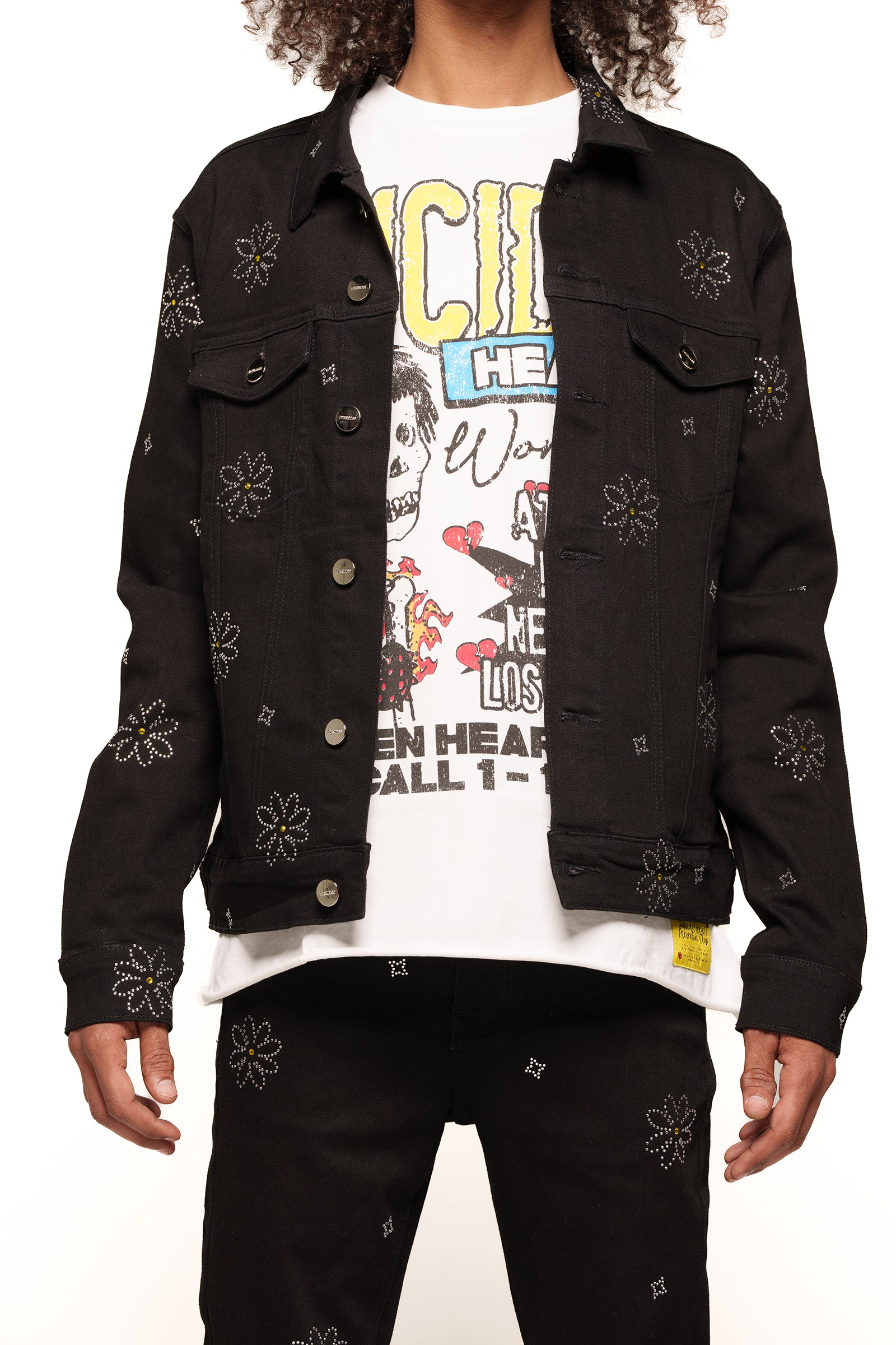 "SHINING SOUL" DENIM JACKET (JET BLACK) – P H E E L I N G S